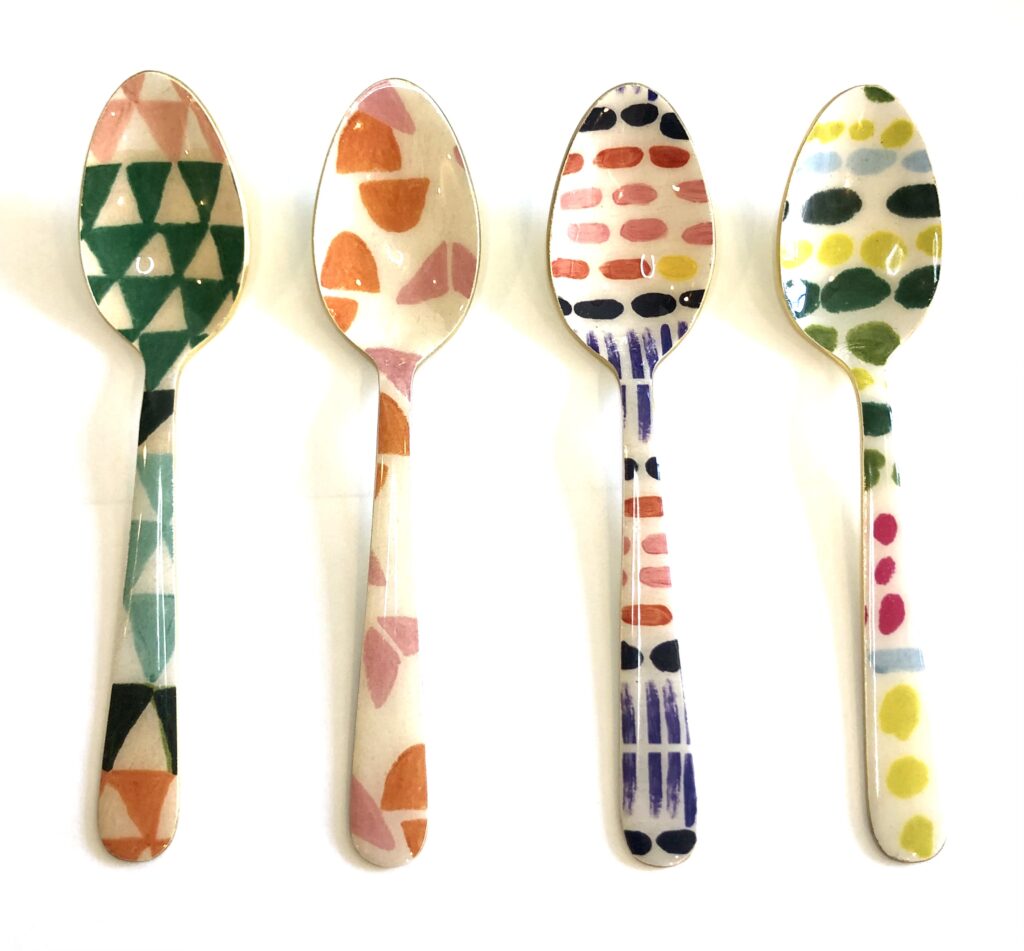 Set of Four Colorful Modern Abstract Teaspoons - Nathan & Co.